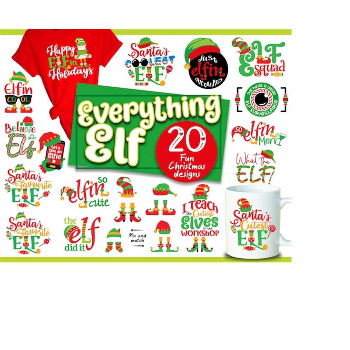 Christmas Elf svg bundle, elf monogram svg, funny elf svg, C - Inspire ...