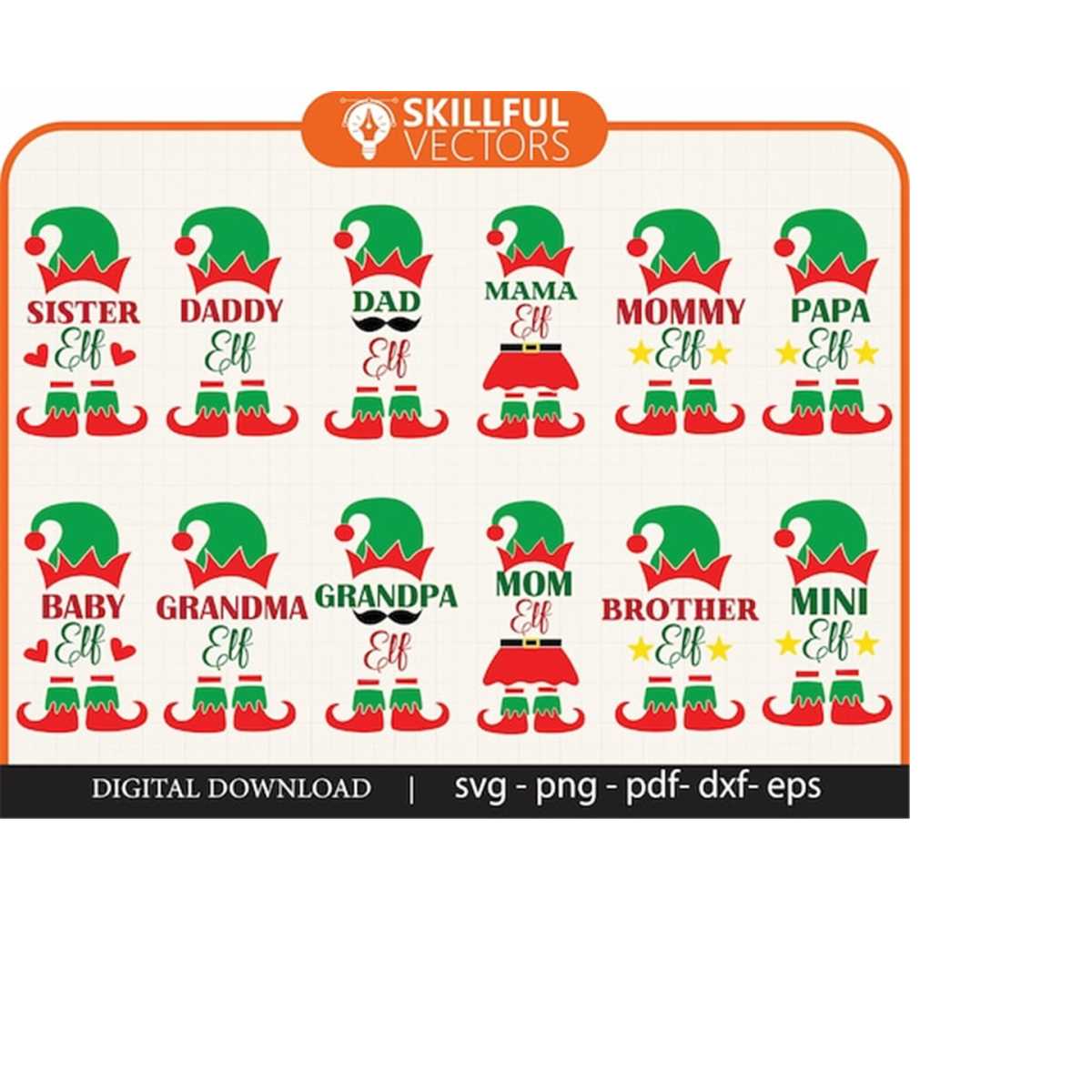 Christmas elf family SVG bundle, commercial use, elf hat svg | Inspire ...