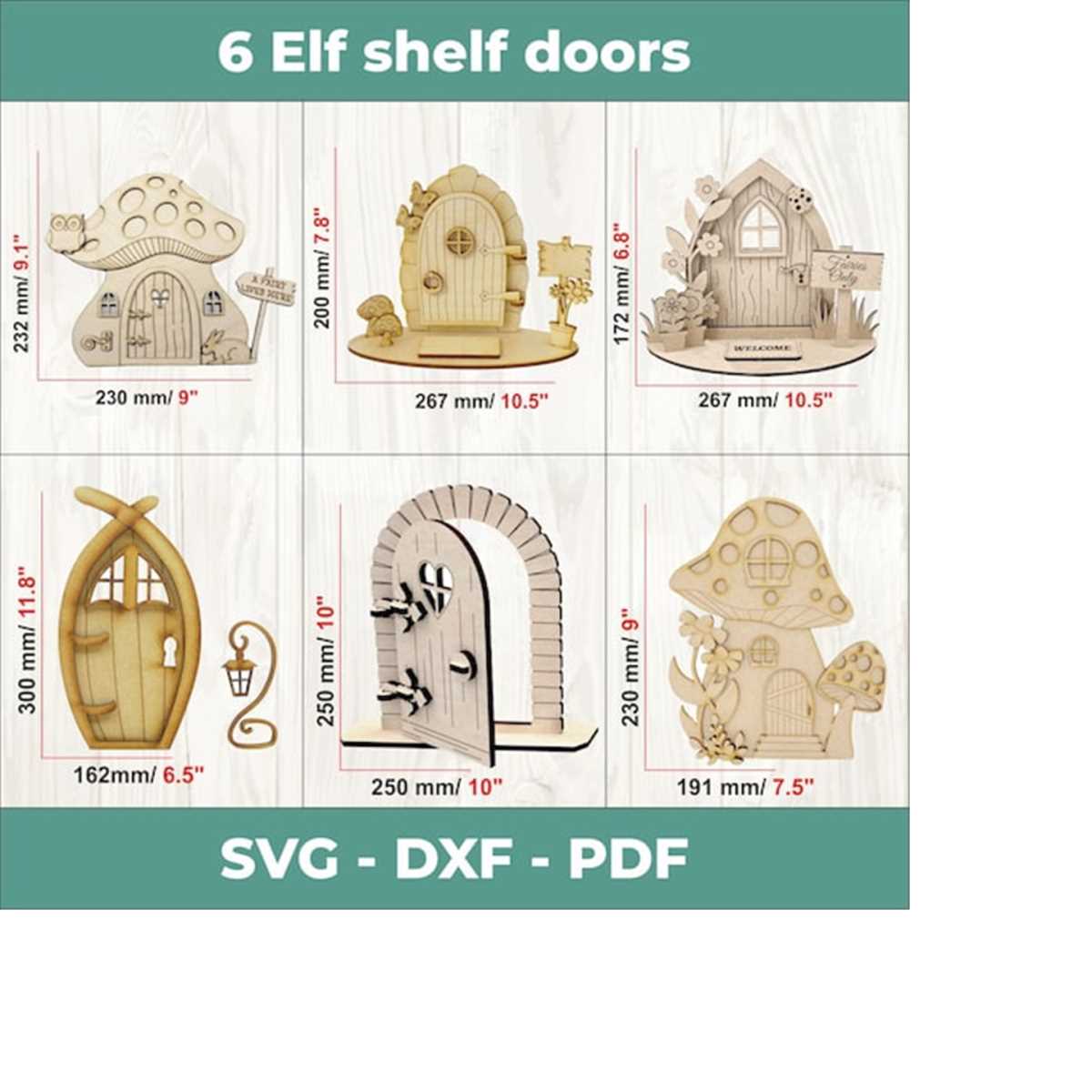 6 Elf shelf doors SVG-Elf door laser cut file, Fairy door SV - Inspire Uplift
