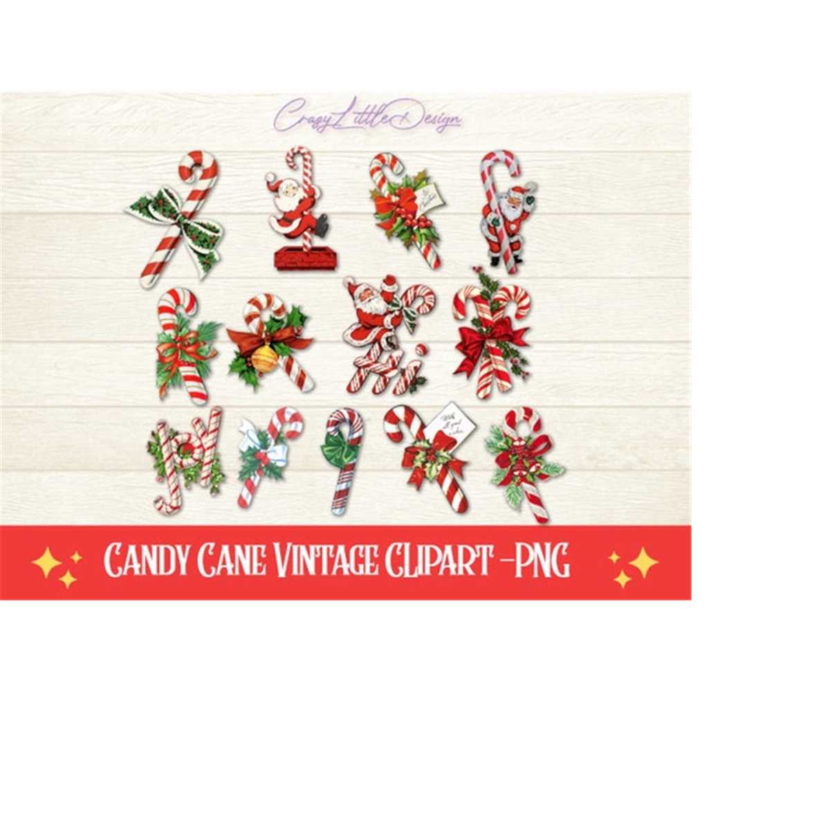 13 Vintage Candy Cane PNG Clipart, Christmas Vintage Clipart | Inspire ...