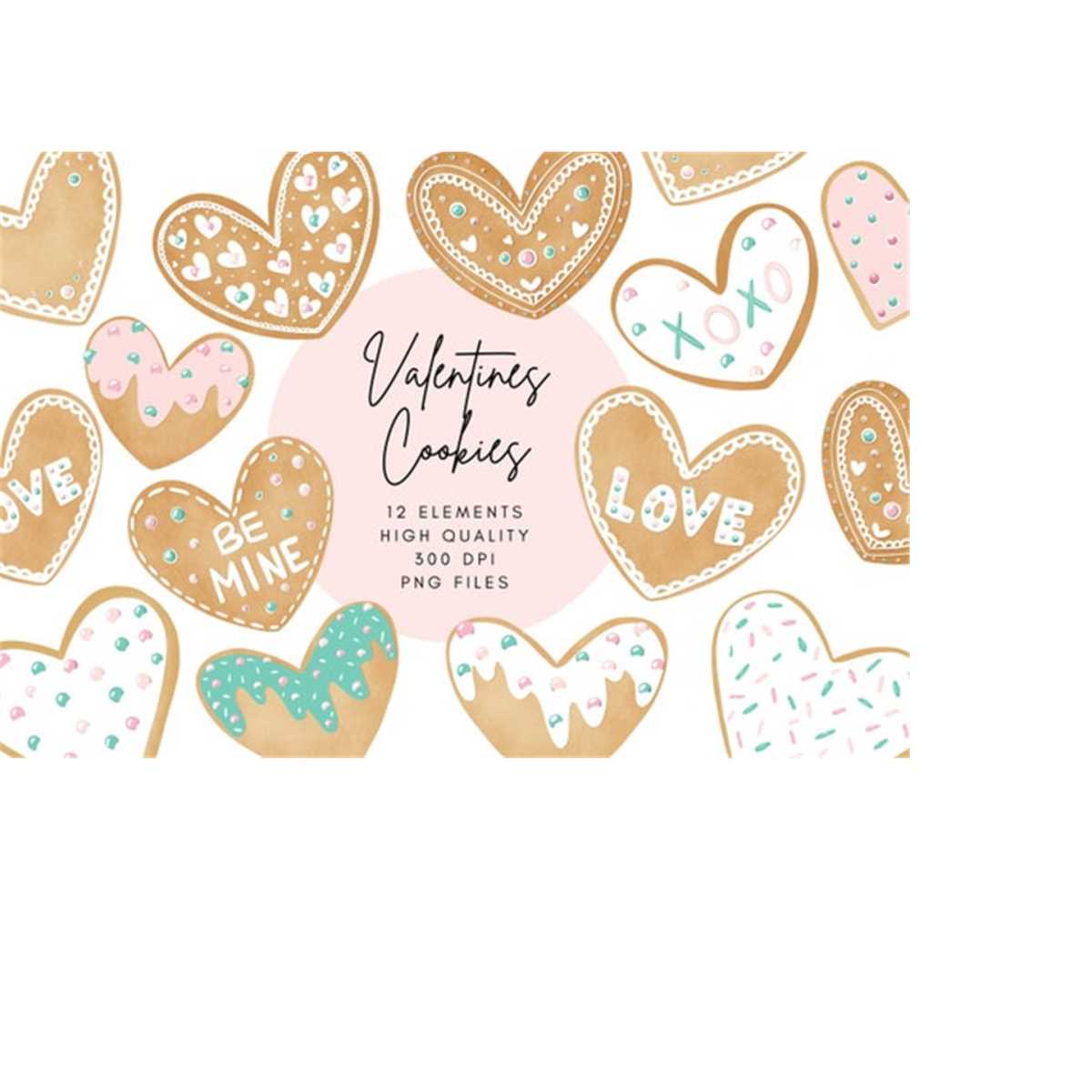 Valentines Day Clipart, Sugar Cookie Png, Heart Clipart Bund - Inspire ...