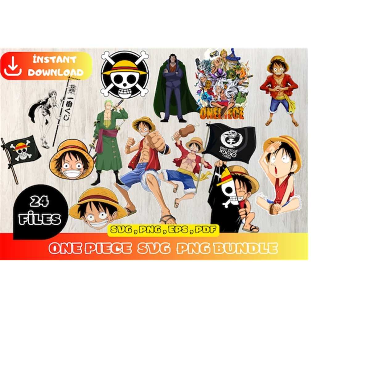 Anime One Piece Digital Download Pack PNG SVG JPG | Clip Art - Inspire ...