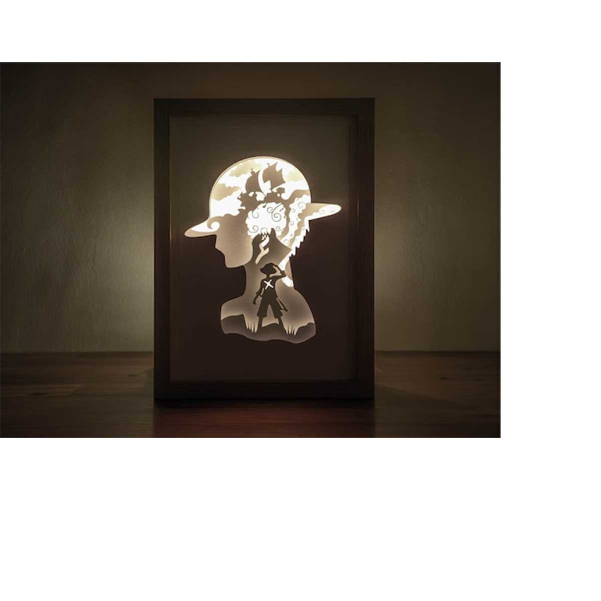 One Piece - Luffy Shadow Box SVG Template, Strawhat Luffy Li - Inspire ...