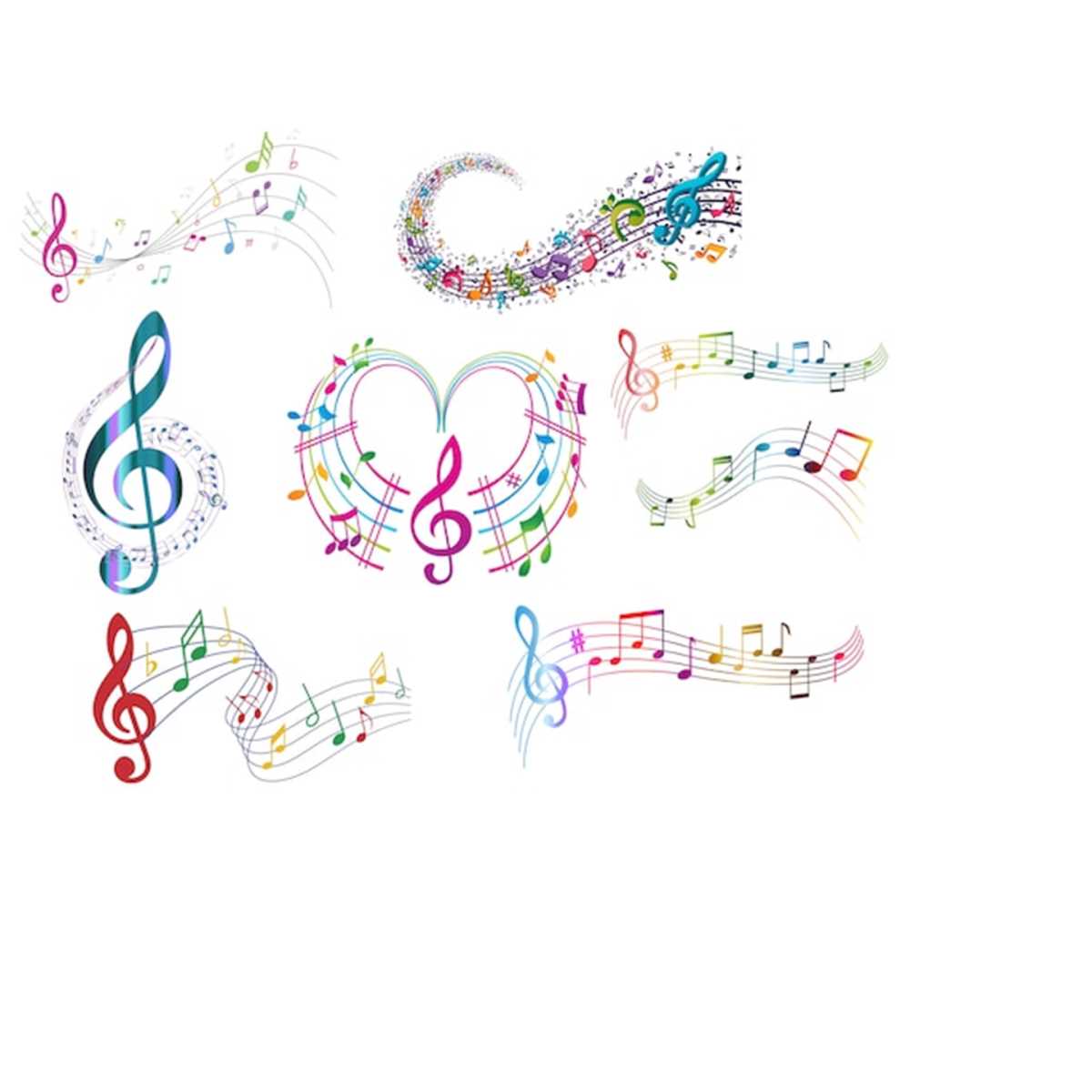 18 x Color Music Notes SVG PNG Files Bundle Musical Notes He - Inspire ...