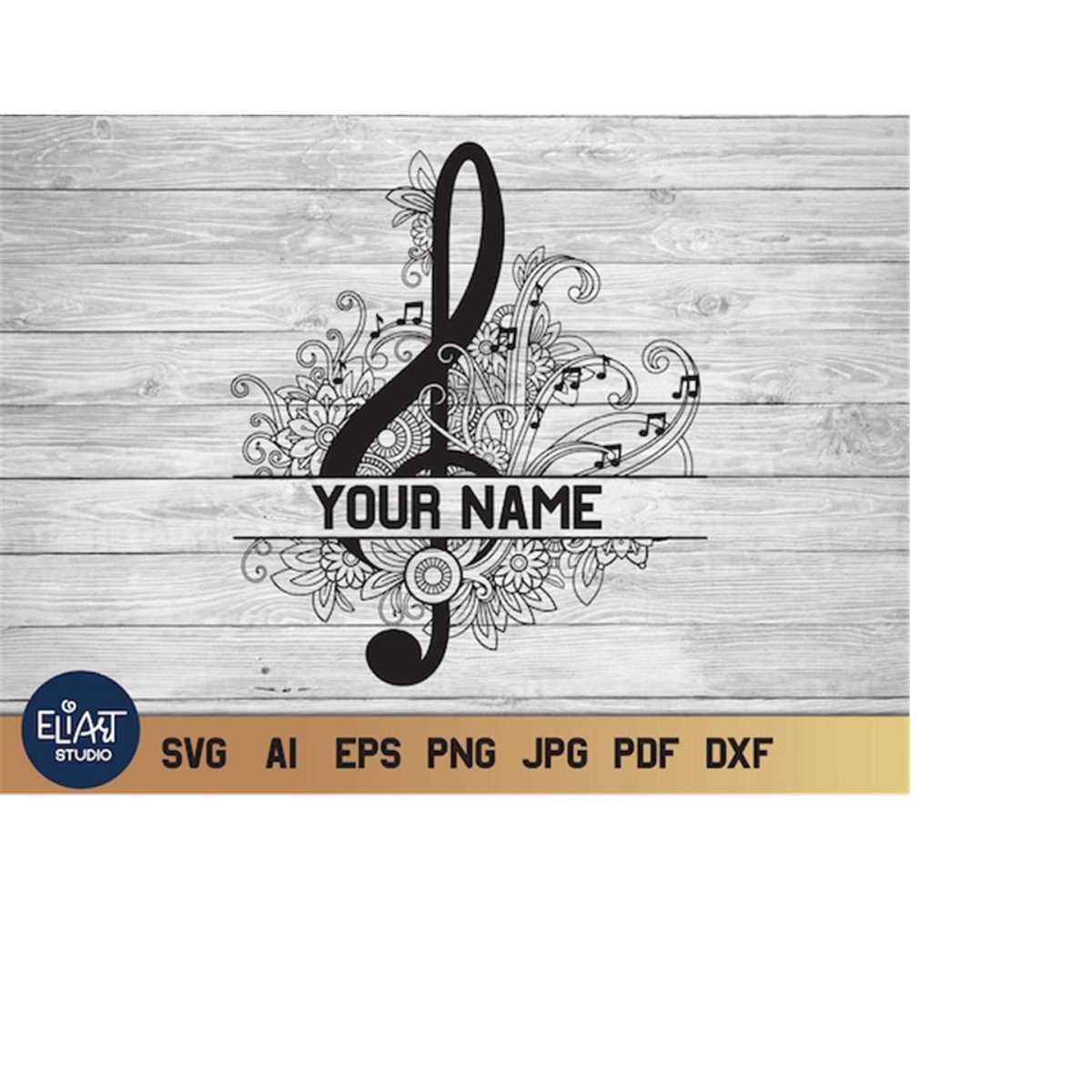 Music Notes SVG, Treble Clef Split Monogram SVG, Digital Fil - Inspire ...