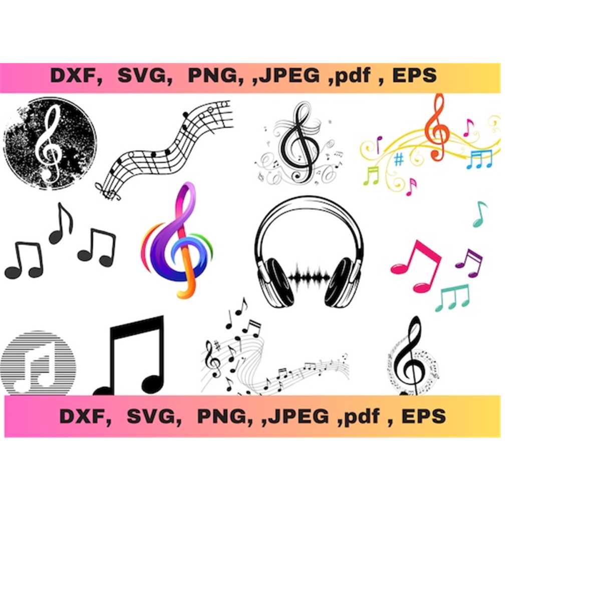 Musical Notes Instant Download SVG, PNG, EPS, dxf, jpg,pdf, | Inspire ...
