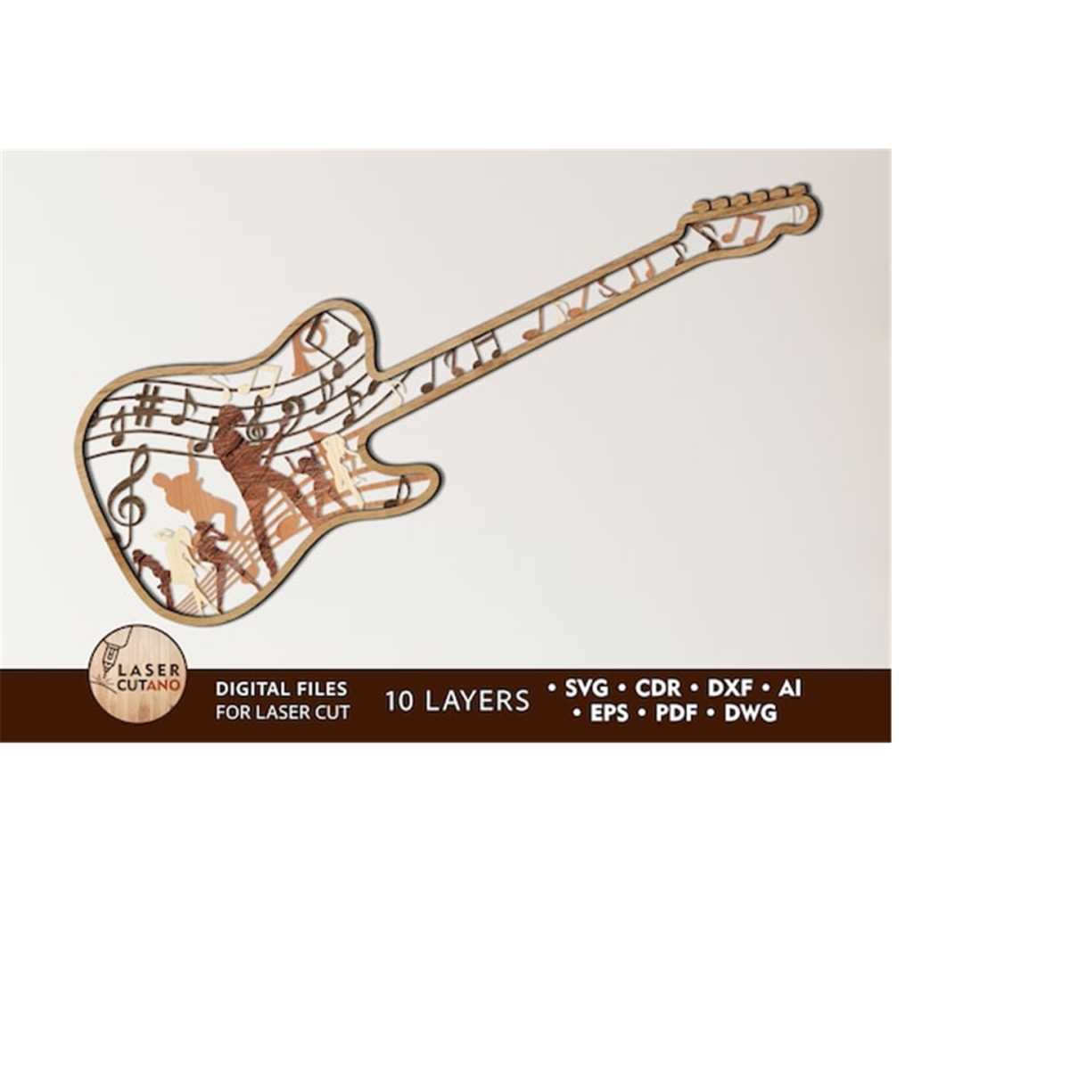 GUITAR Glowforge Laser Cut Files svg pdf, eps, png, cricut f - Inspire ...
