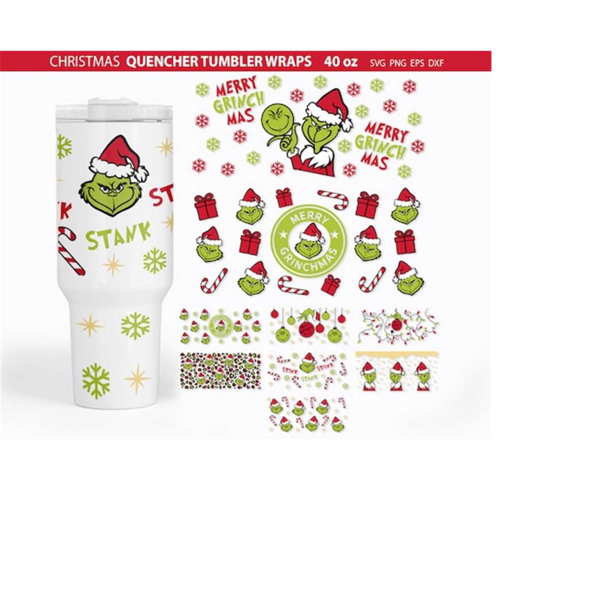 Grinch Tumbler Wraps Svg, Quencher Tumbler, 40oz Tumbler Wra - Inspire ...