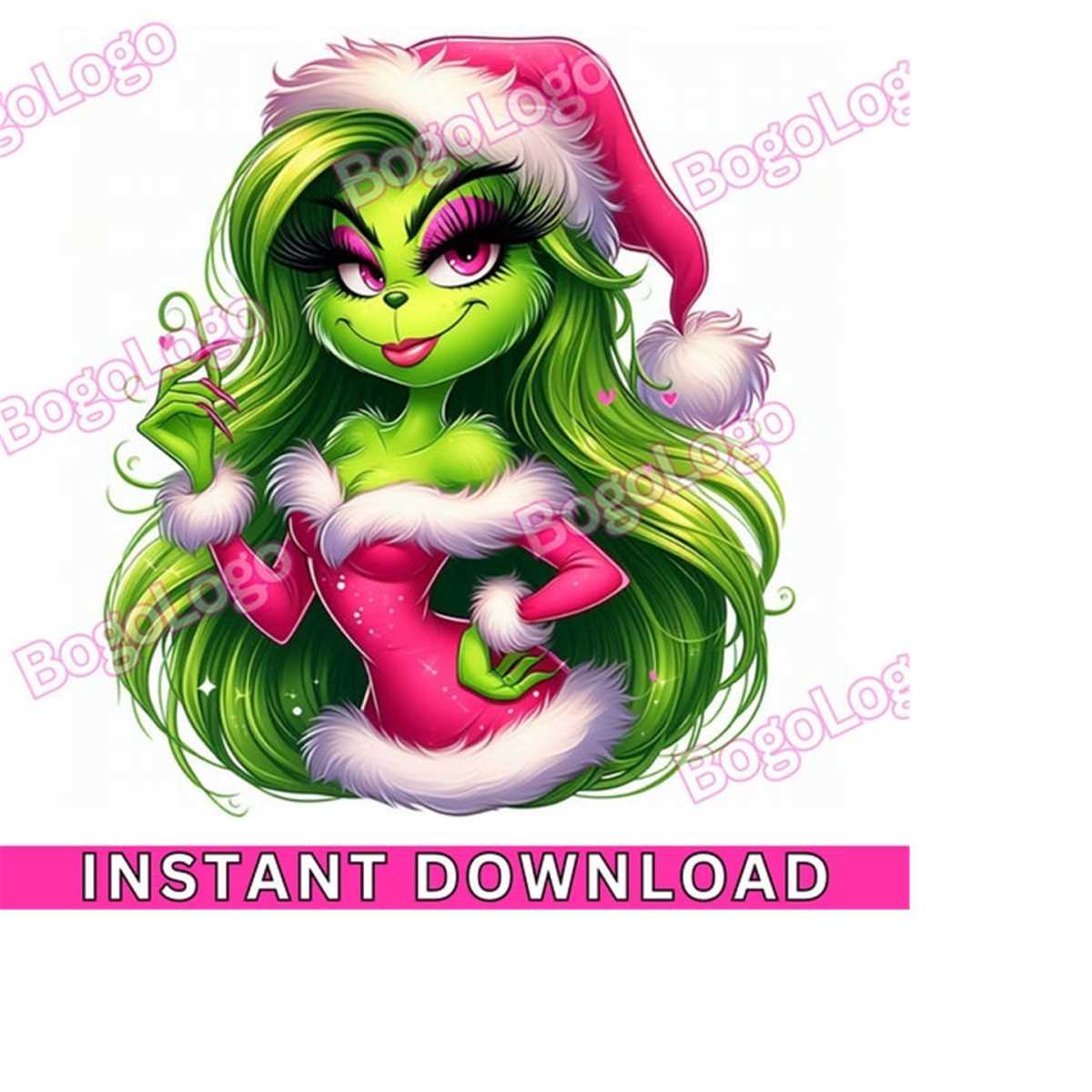 Sassy Grinch PNG | Pink Santa Hat | Santa Grinch PNG | Barbi | Inspire ...