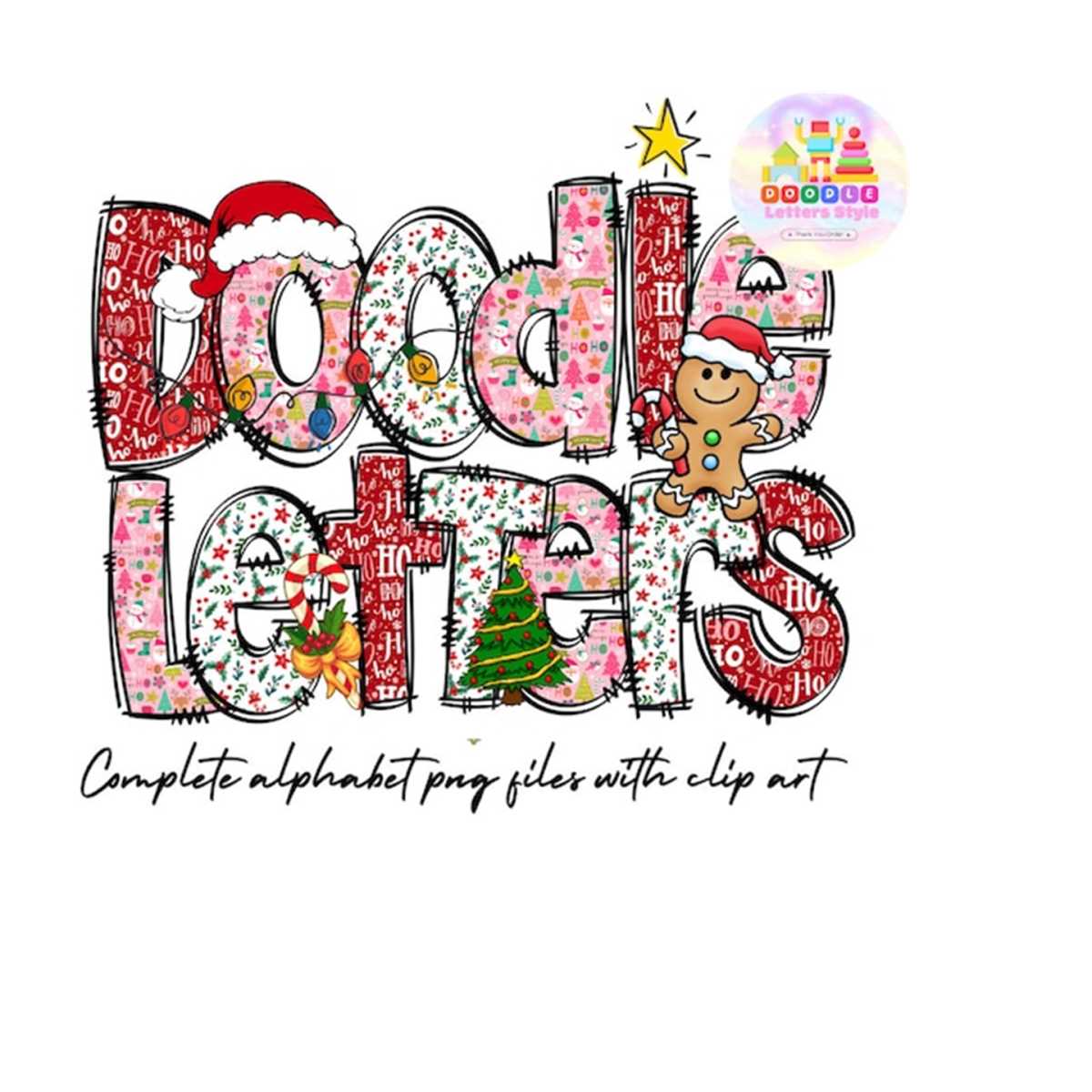 Christmas Clip Art Doodle Letters and Numbers, Uppercase Al - Inspire ...