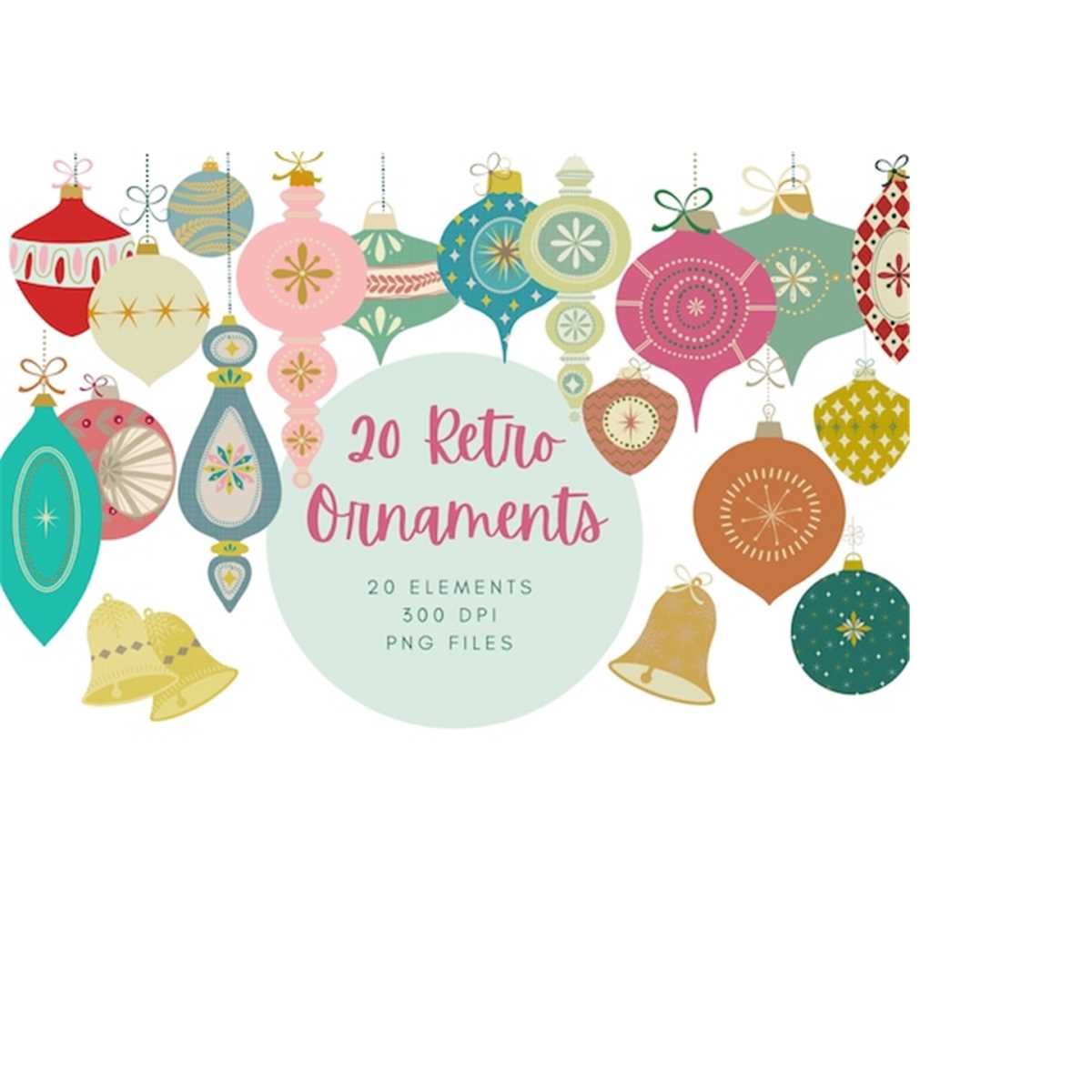 Christmas Clipart, Retro Christmas Ornament Clipart, Holiday - Inspire ...