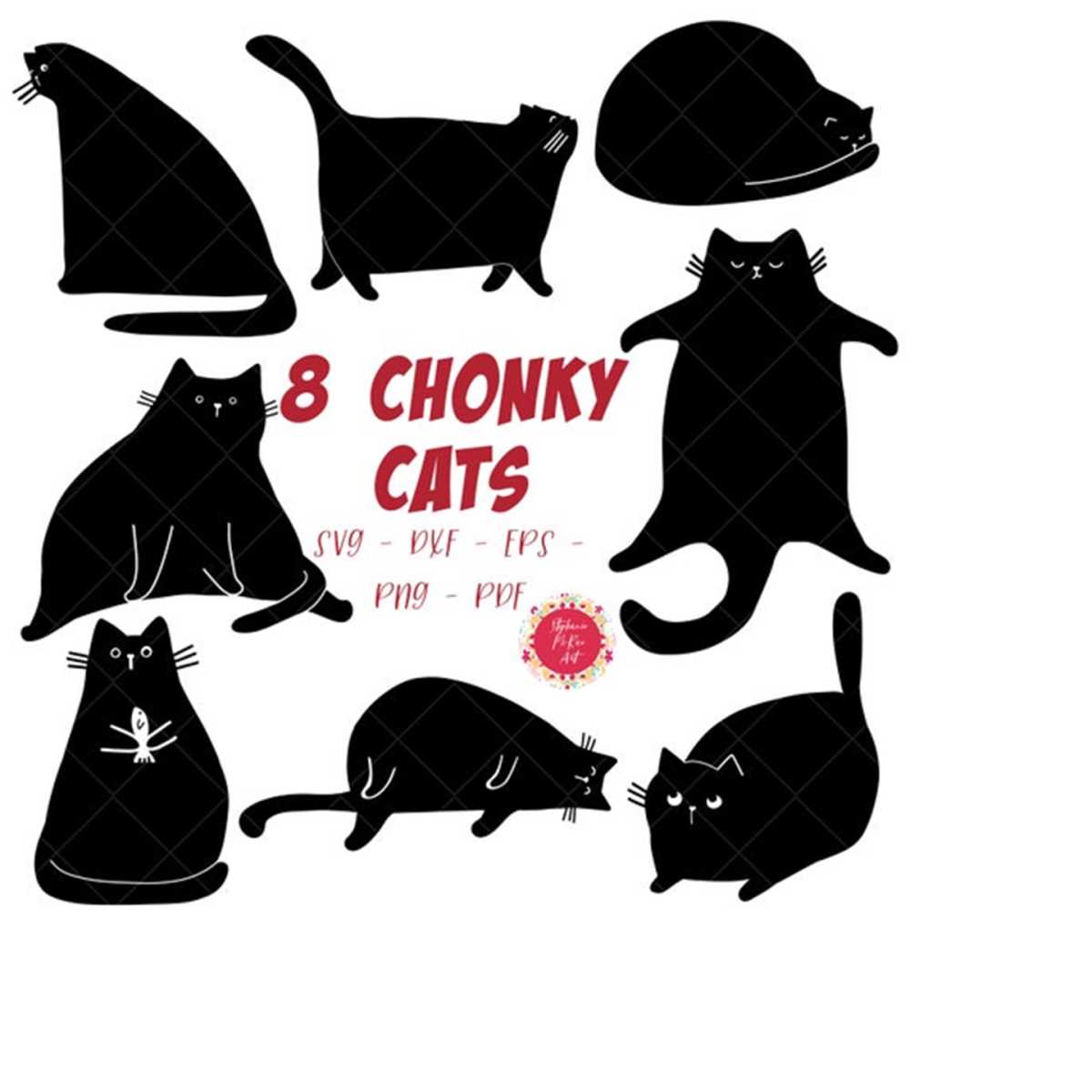 Chonky Cat SVG Bundle - Fat Cat SVG Bundle - Cute Black Cat - Inspire ...