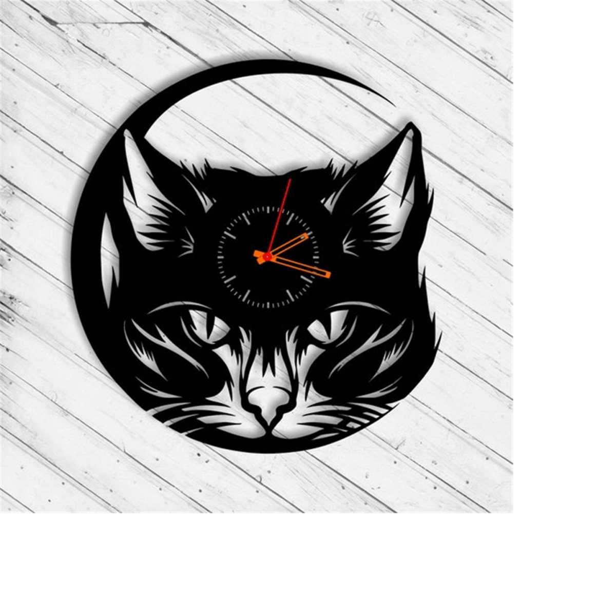 Wall Clock Black Cat Laser Cut Dxf Glowforge Svg Plan xTool - Inspire ...