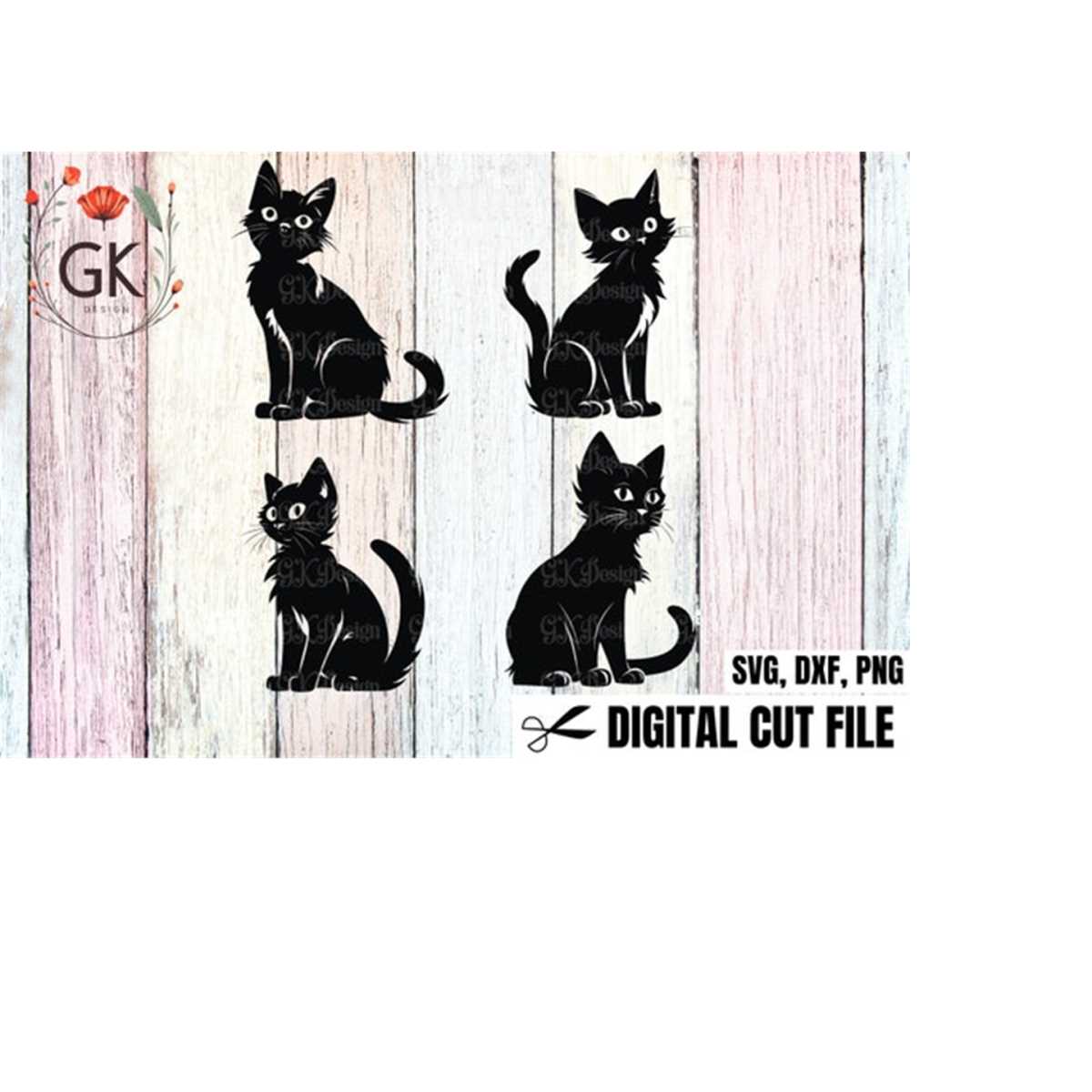 Set of Black Cat Svg,Black Halloween Cat Svg,Halloween Svg,G | Inspire ...