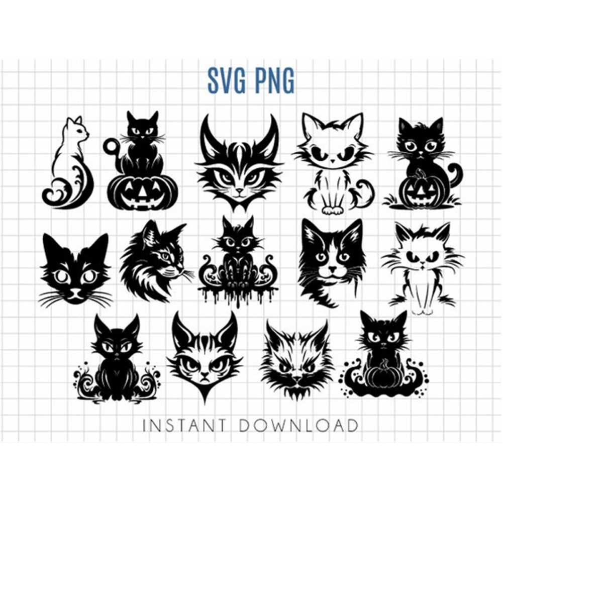 Black cats SVG bundle, Halloween cat bundle, easy to cut cat | Inspire ...