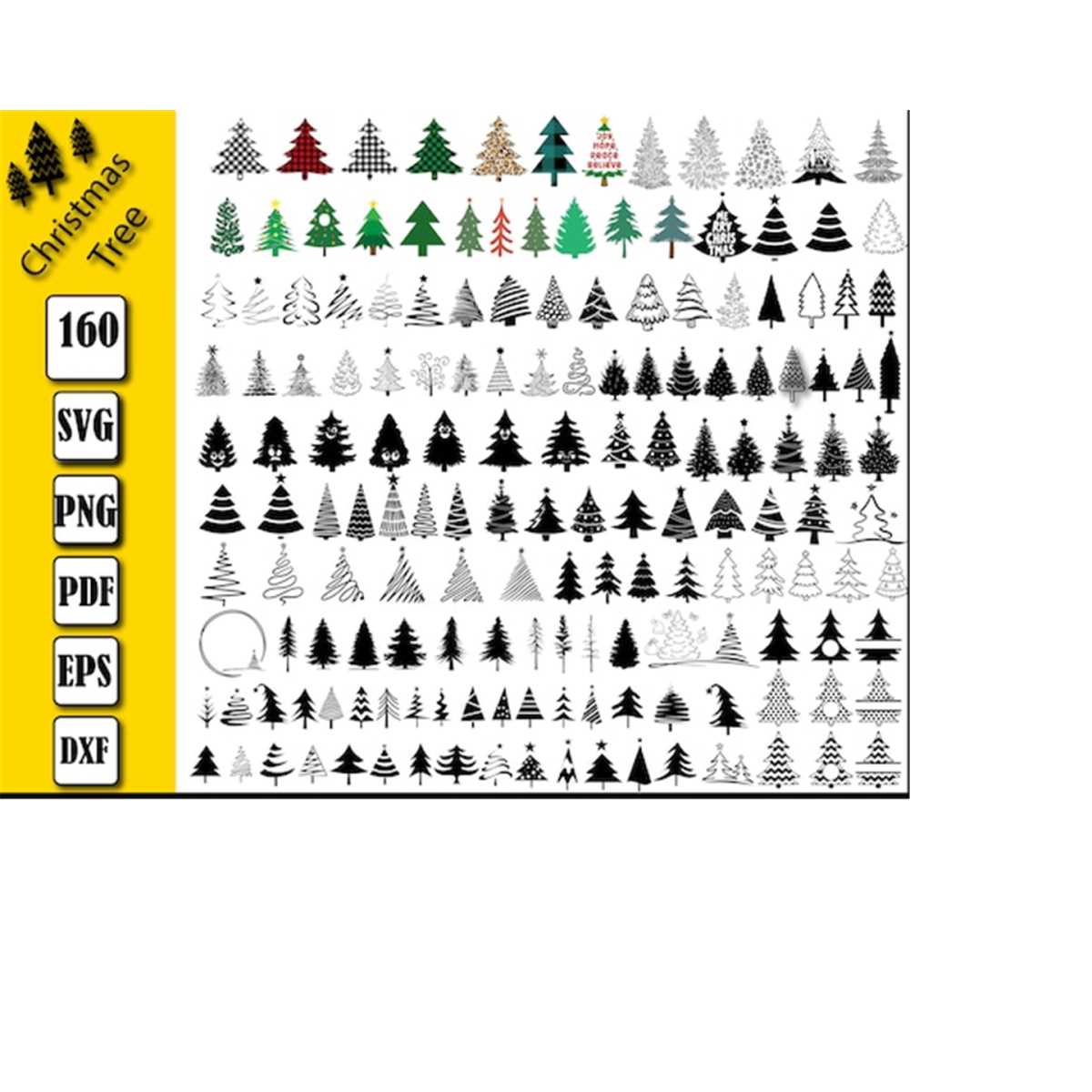Christmas Tree SVG DXF PNG Bundle, Pine Tree svg, Christmas - Inspire ...
