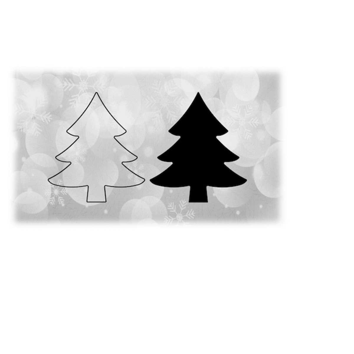 Holiday Clipart: Black Solid and Outline of Simple Evergreen - Inspire ...