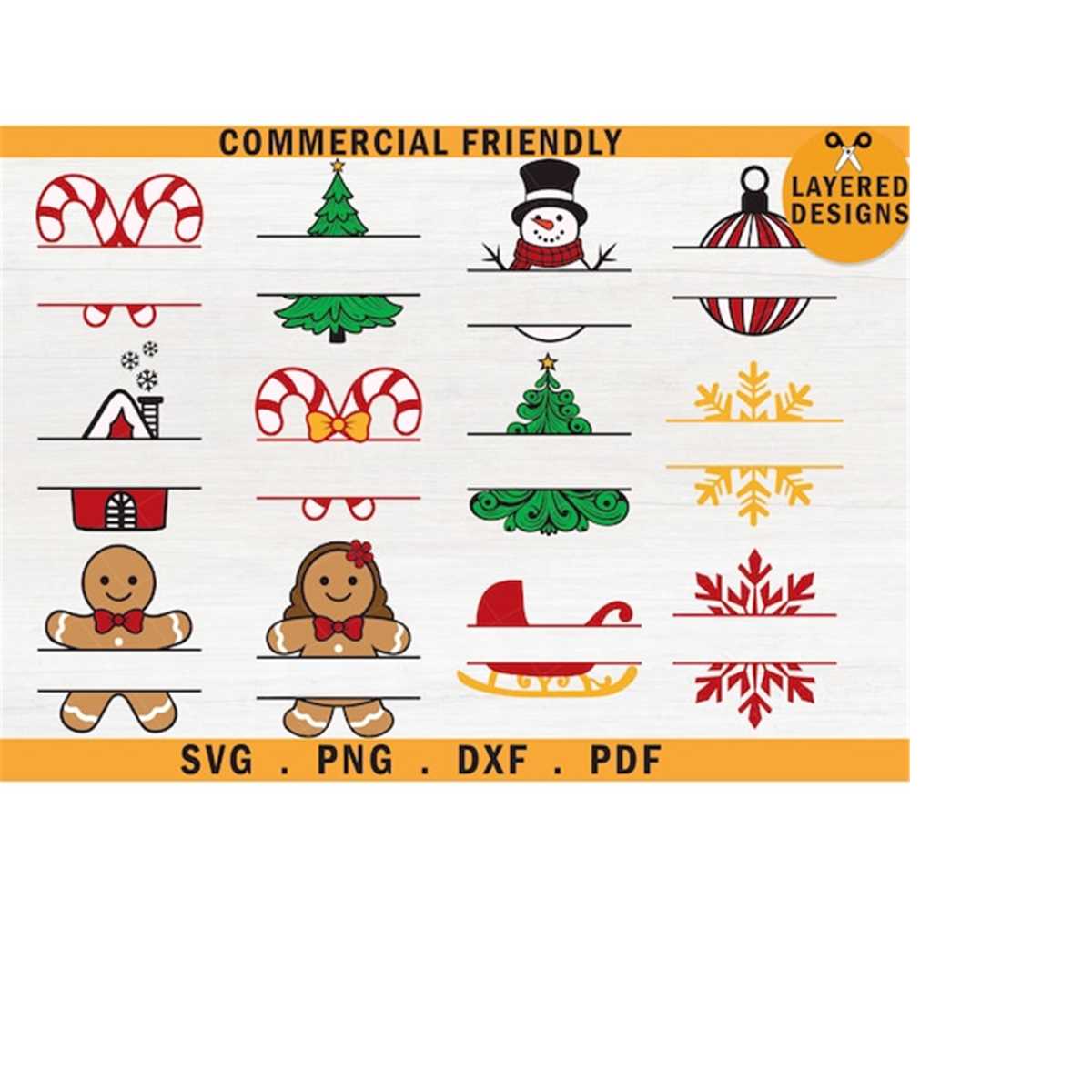 Christmas split monogram bundle svg,split gingerbread man mo - Inspire ...