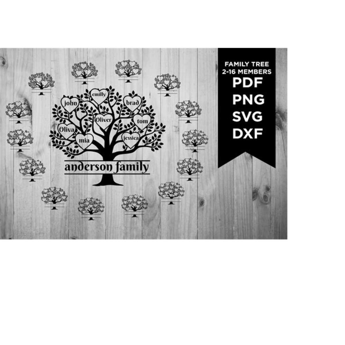 Family Tree Svg Bundle 2-16 Members, Tree Of Life Svg, Famil - Inspire ...