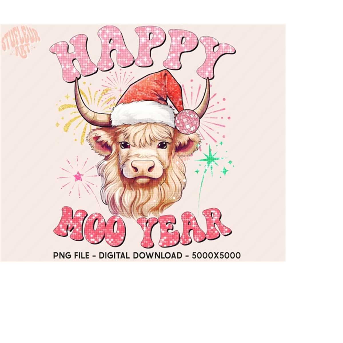 Happy Moo Year Png, Highland Cow PNG, 2024 png, Howdy 2024 p - Inspire ...