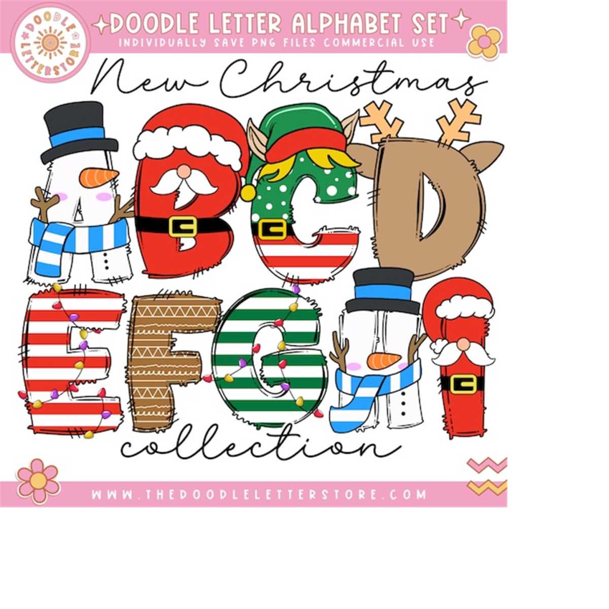 Christmas Clip Art Doodle Letters and Numbers, Uppercase Al - Inspire ...