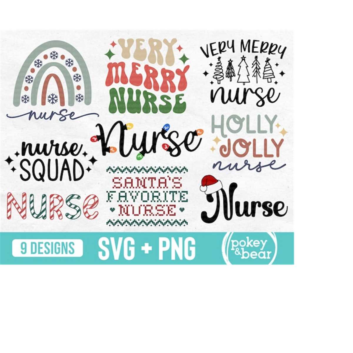 Nurse Christmas Svg Bundle, Nurse Holiday Png Bundle, Retro - Inspire ...