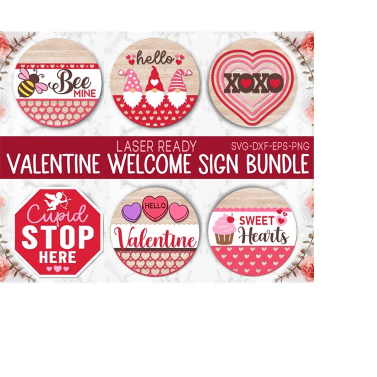 Valentine Welcome Sign Bundle, Valentines day Door Hanger SV | Inspire ...