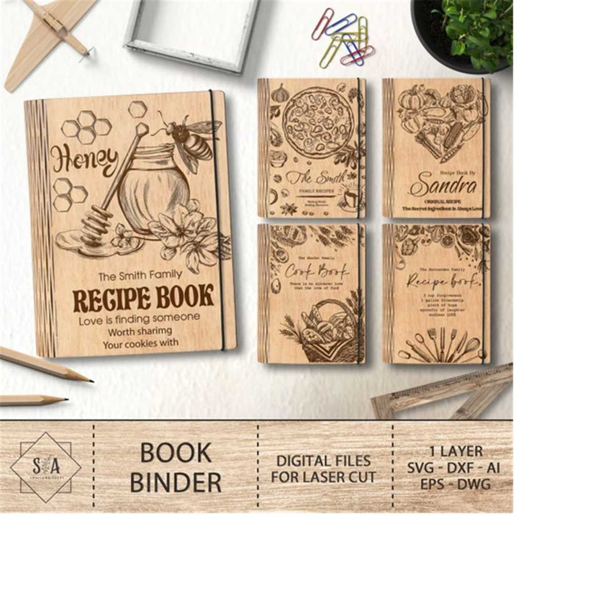Personalized Recipe Book Binder svg, Wooden cookbook recipes | Inspire ...