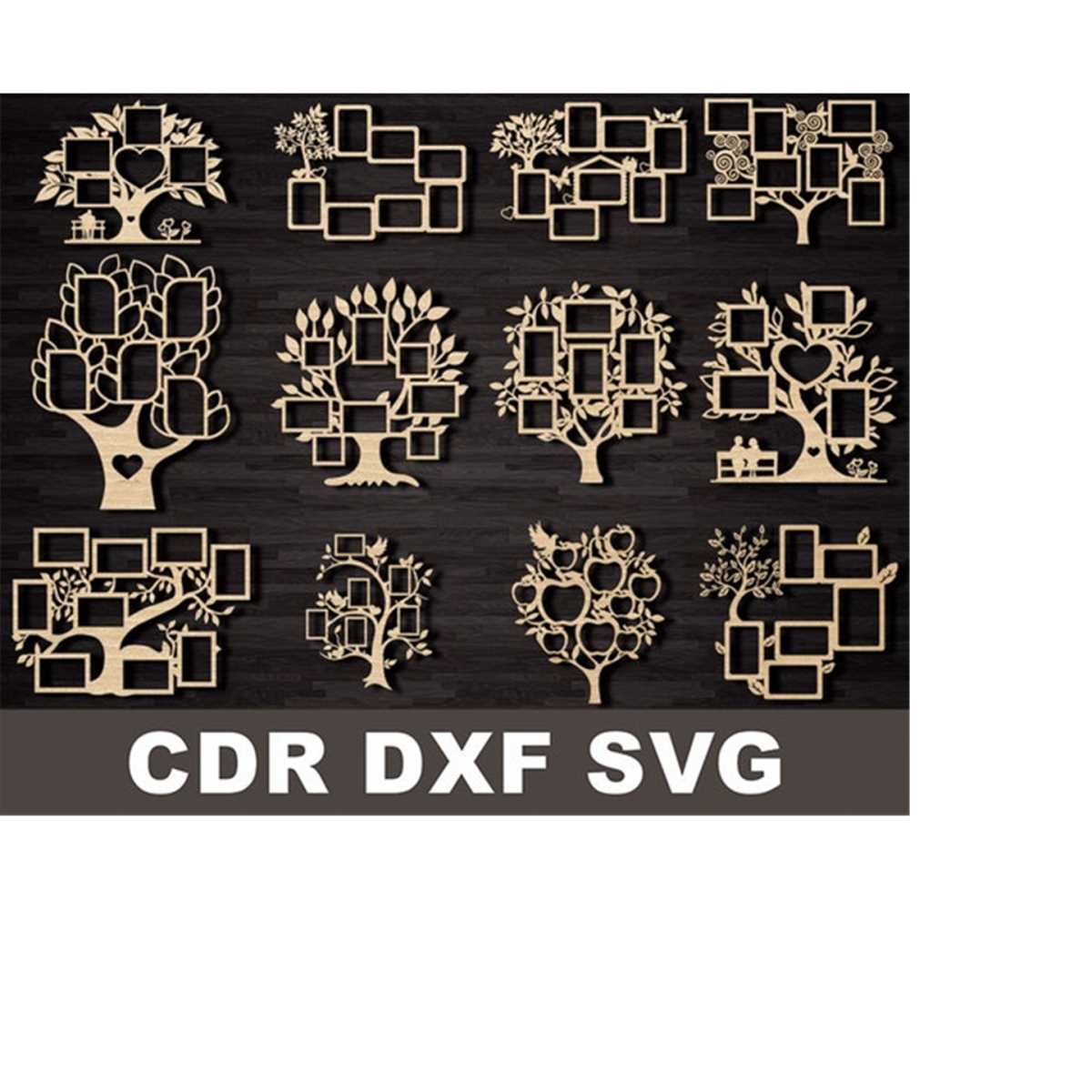 Family Tree Photo Frames cdr svg dxf Laser cut cncfile photo | Inspire ...
