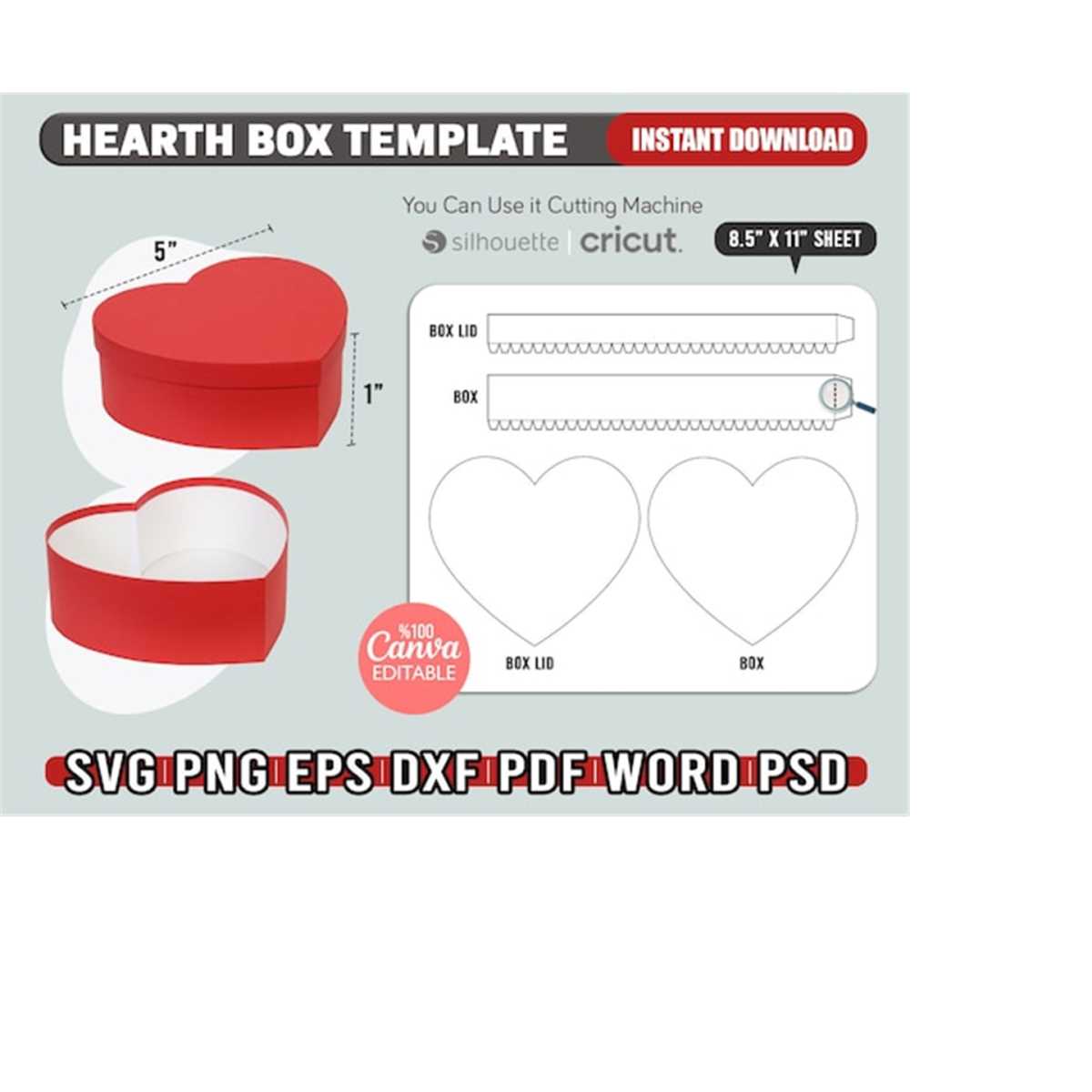Hearth Box Template, Love Gift Box Template Svg, Hearth Box | Inspire ...