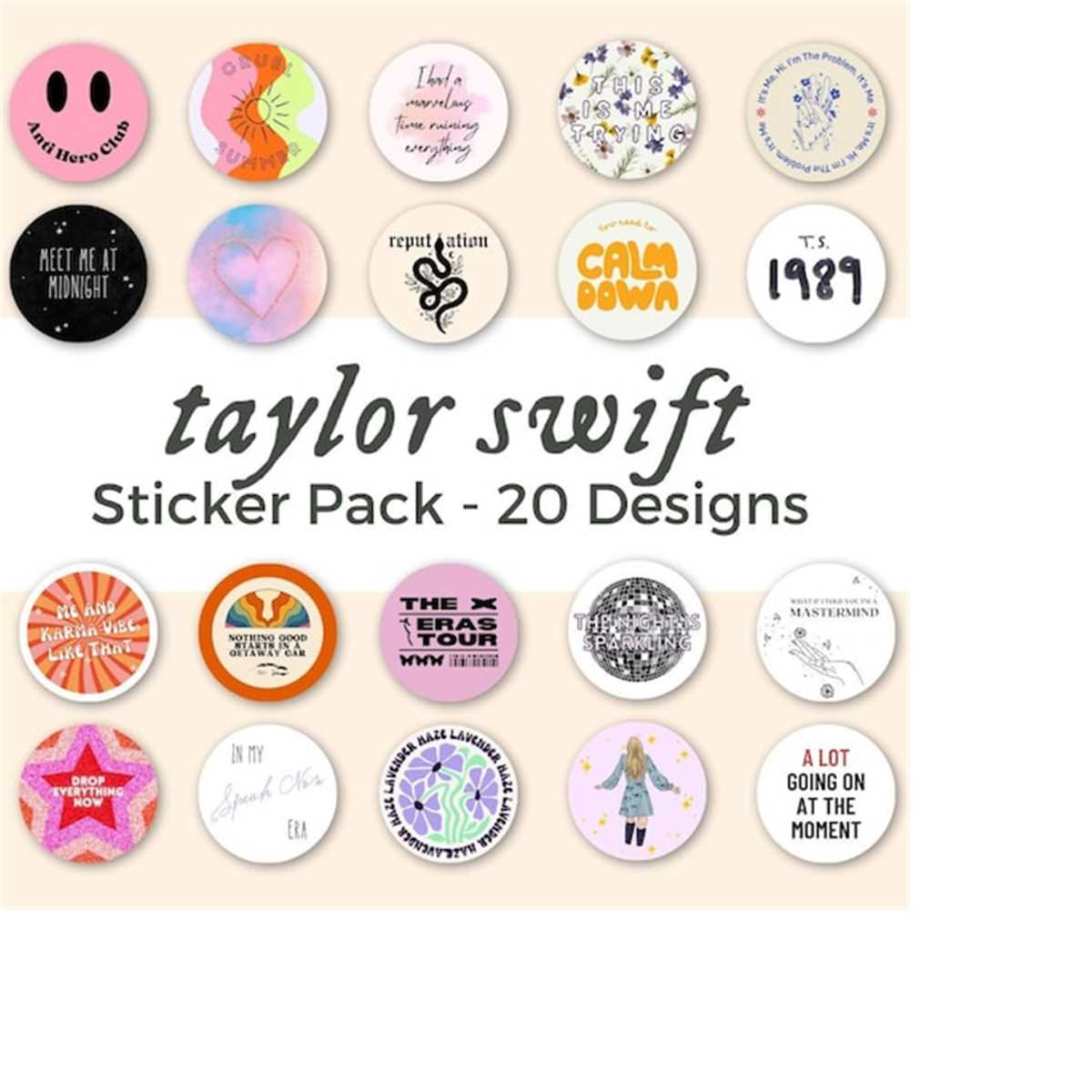 Taylor Swift Downloadable Sticker Pack | The Eras Tour | Sti | Inspire ...