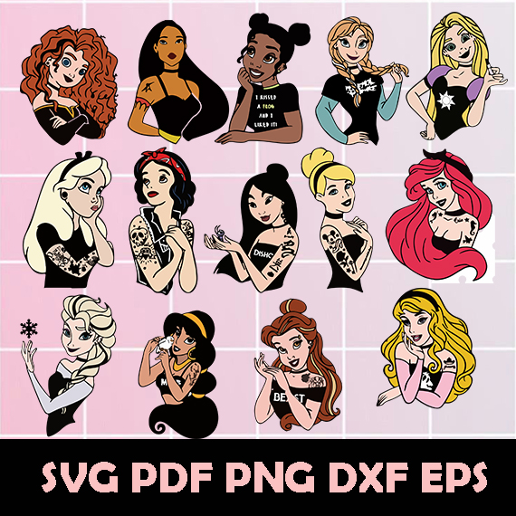 Punk Disney Princess Svg, Princess Svg, Princess Clipart, Pr - Inspire ...