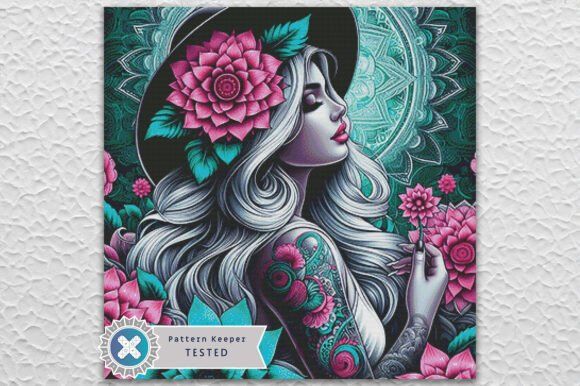 Floral Woman Cross Stitch Pattern PDF | Full Coverage Design | Inspire ...