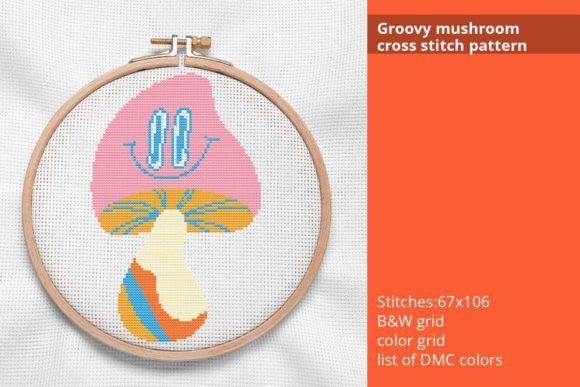 Groovy Mushroom Cross Stitch Pattern PDF | Beginner-Friendly | Inspire ...