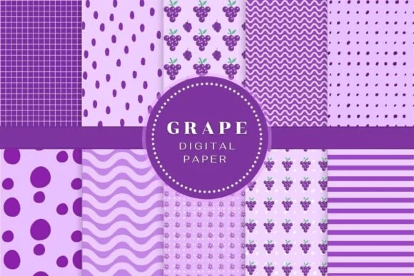 Grapes Seamless Patterns Digital Papers, Wrapping Scrapbooki | Inspire ...