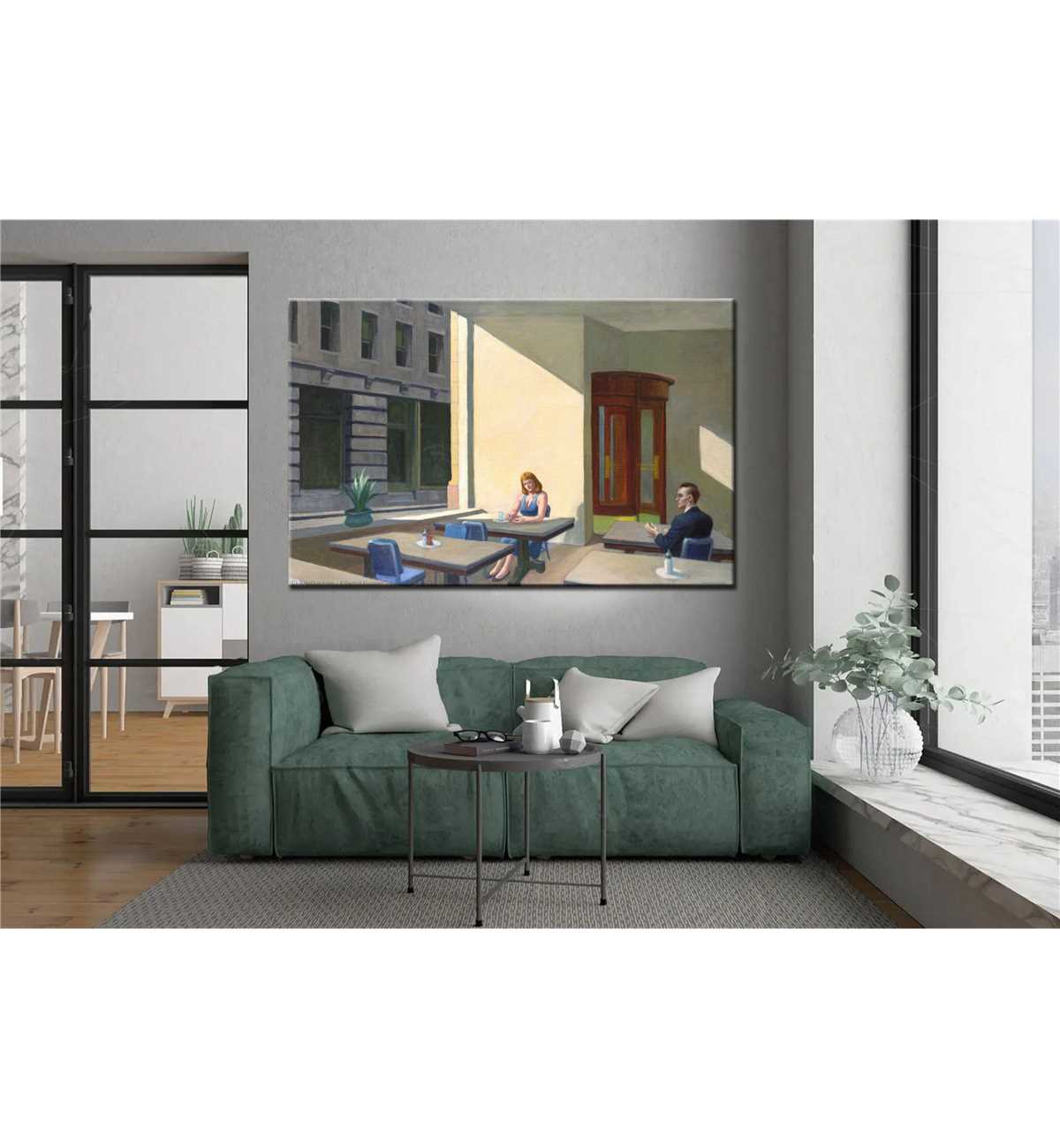 Edward Hopper - Sunlight In A Cafeteria Canvas - Inspire Uplift