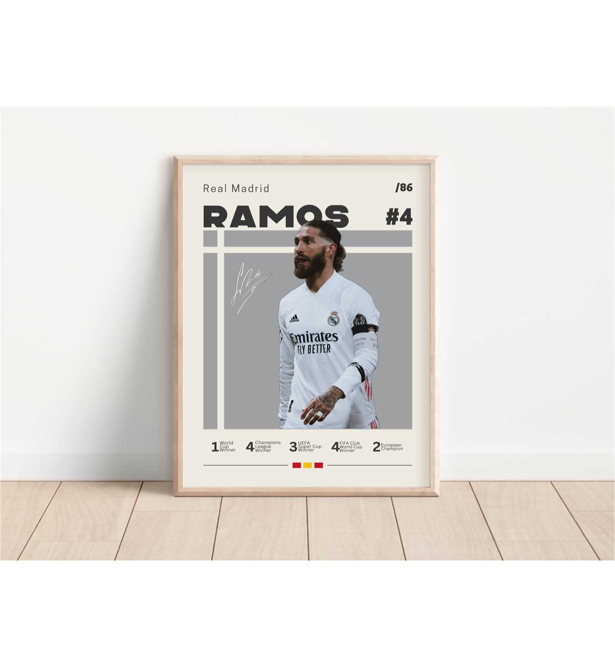 Sergio Ramos Poster, Real Madrid, Football Print, Football | Inspire Uplift