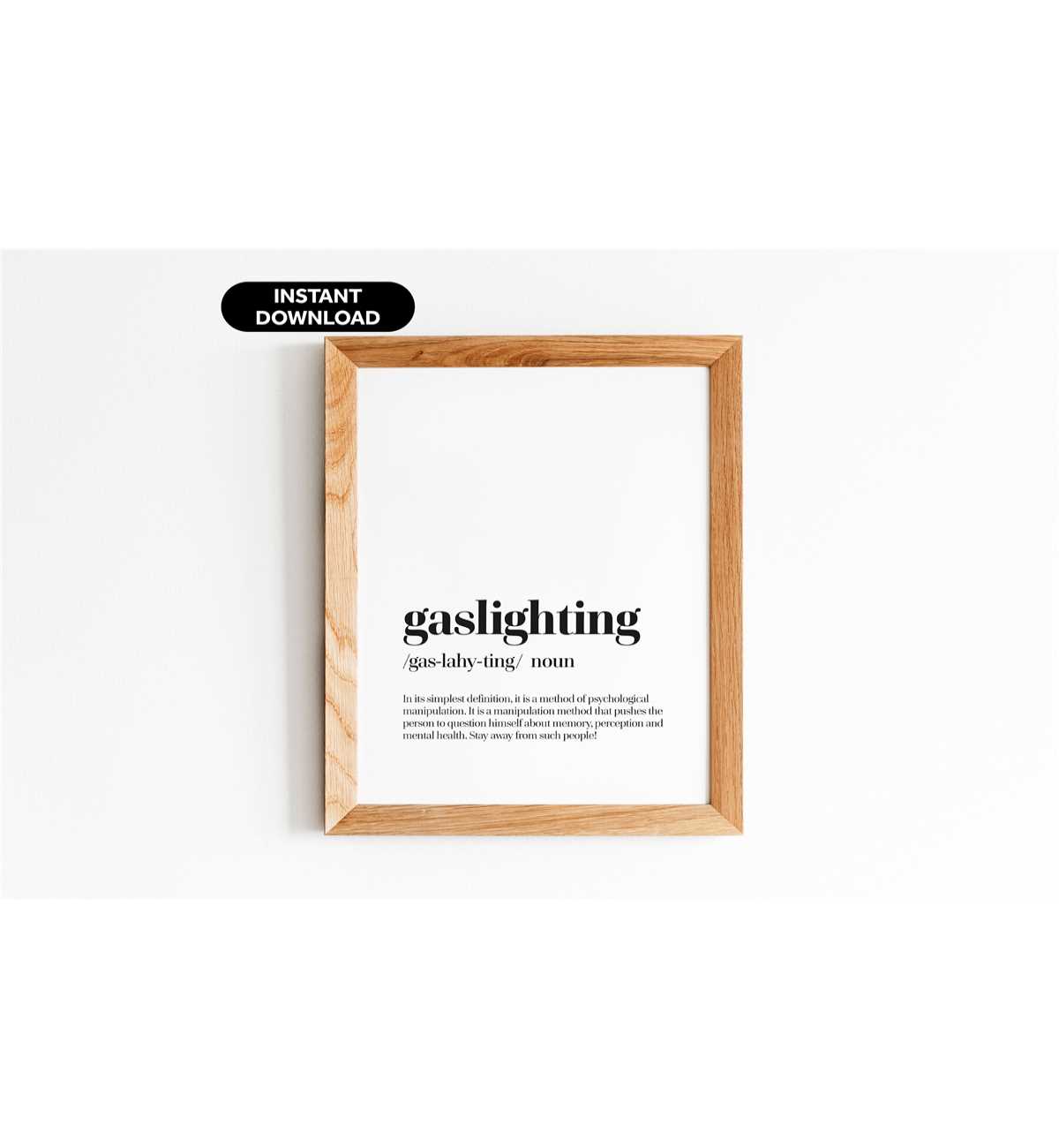 Gaslighting Definition Poster, High Quality Definition Print | Inspire ...
