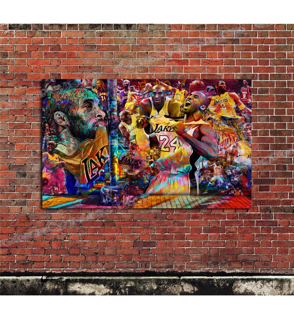 Kobe Bryant 24 Graffiti Lakers Collage "Dream" 36x24 | Inspire Uplift