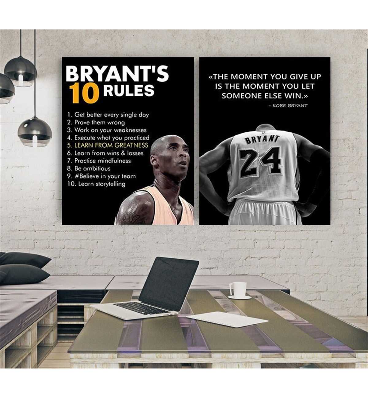 Kobe Bryant 2 Piece Wall Art Motivational Quotes | Inspire Uplift
