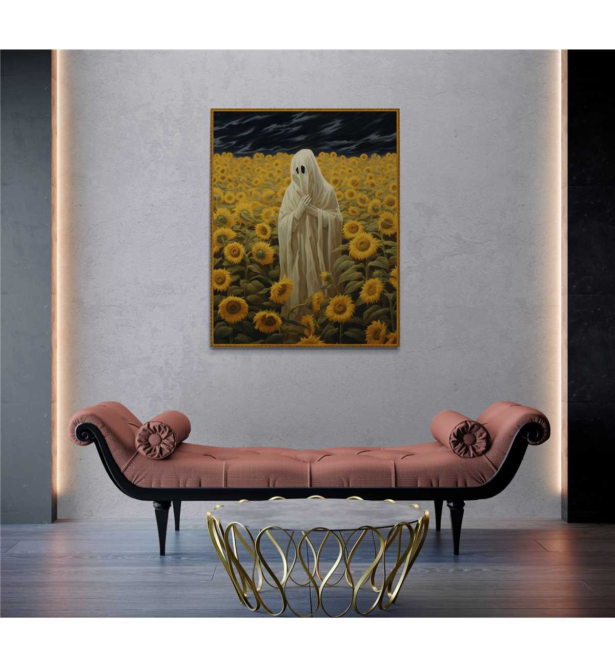 Sunflower Ghost Oil Painting, Dark Academia Decor, Horror | Inspire Uplift