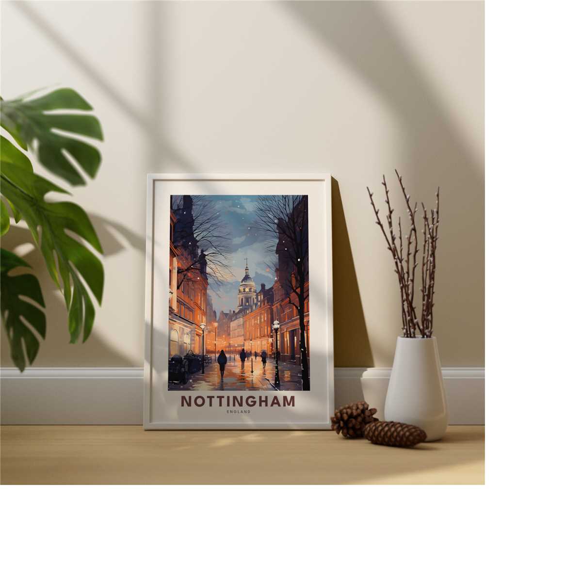Nottingham print, Nottingham city poster, England city wall | Inspire ...