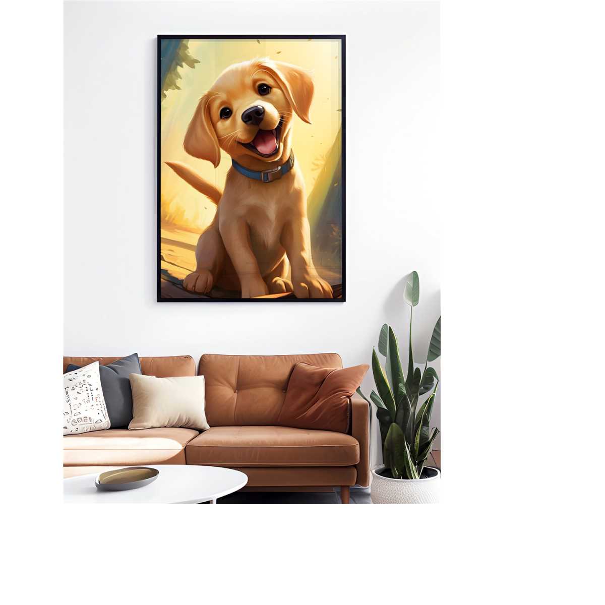 Chibi Style Golden Retriver Art Print, Golden Wall Art Poste | Inspire ...