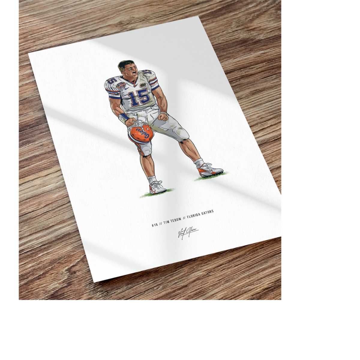 Tim Tebow Poster Celebrating Art Illustrated Print | Inspire Uplift