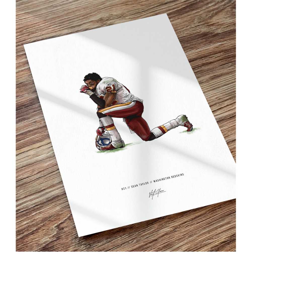 Sean Taylor Poster v2 Washington Football Illustrated Art Pr - Inspire ...