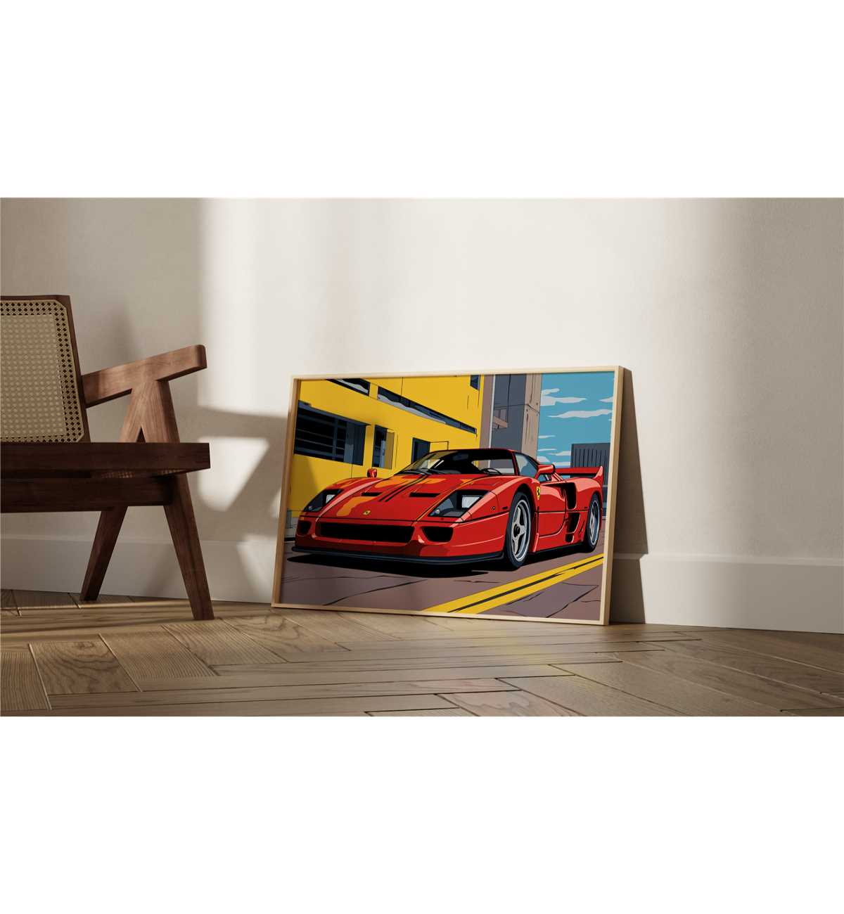 Red Ferrari F40 Print, Supercar Art Poster, Automotive | Inspire Uplift