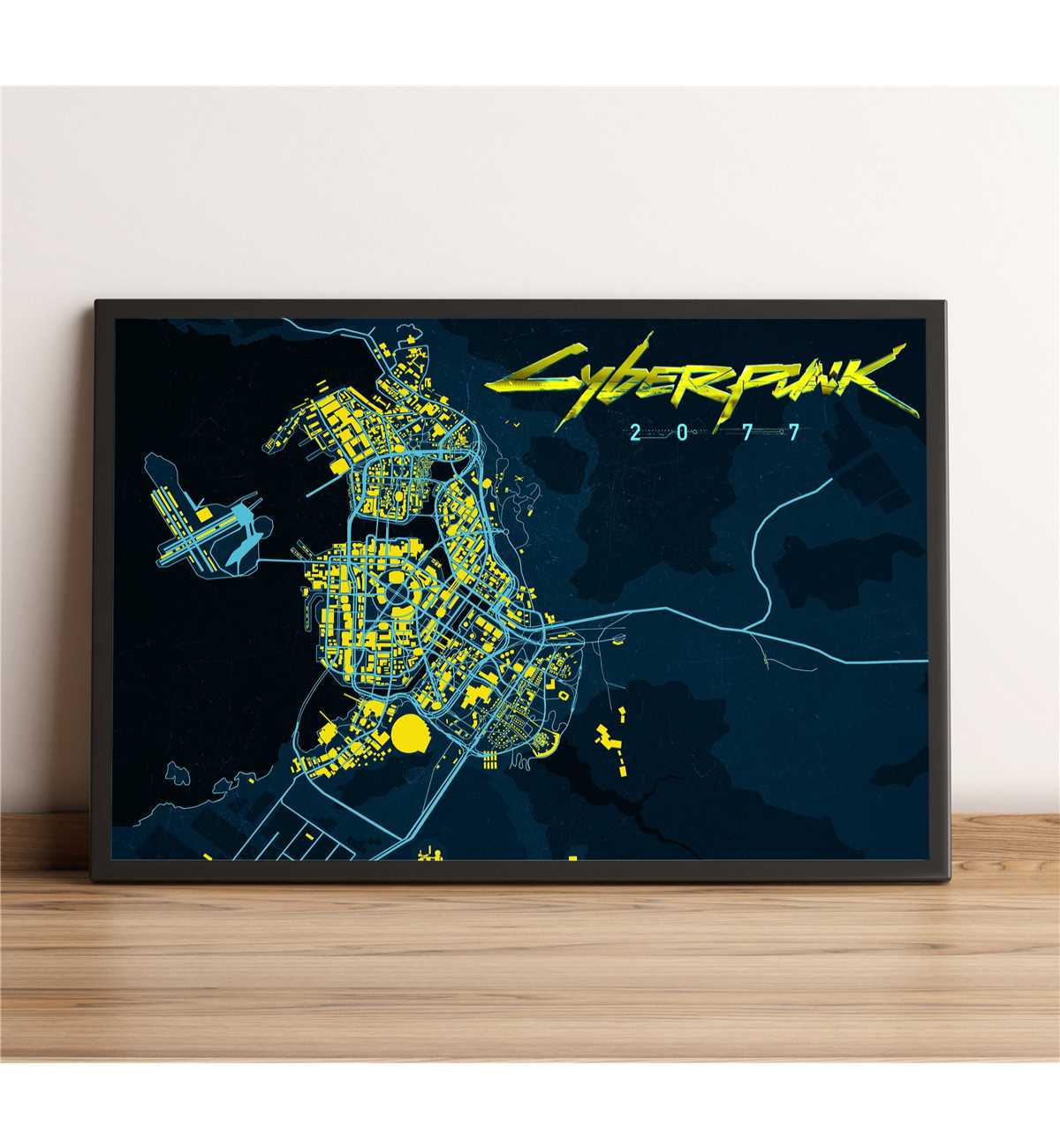 Cyberpunk Map Poster, Night City Wall Art, Neo | Inspire Uplift
