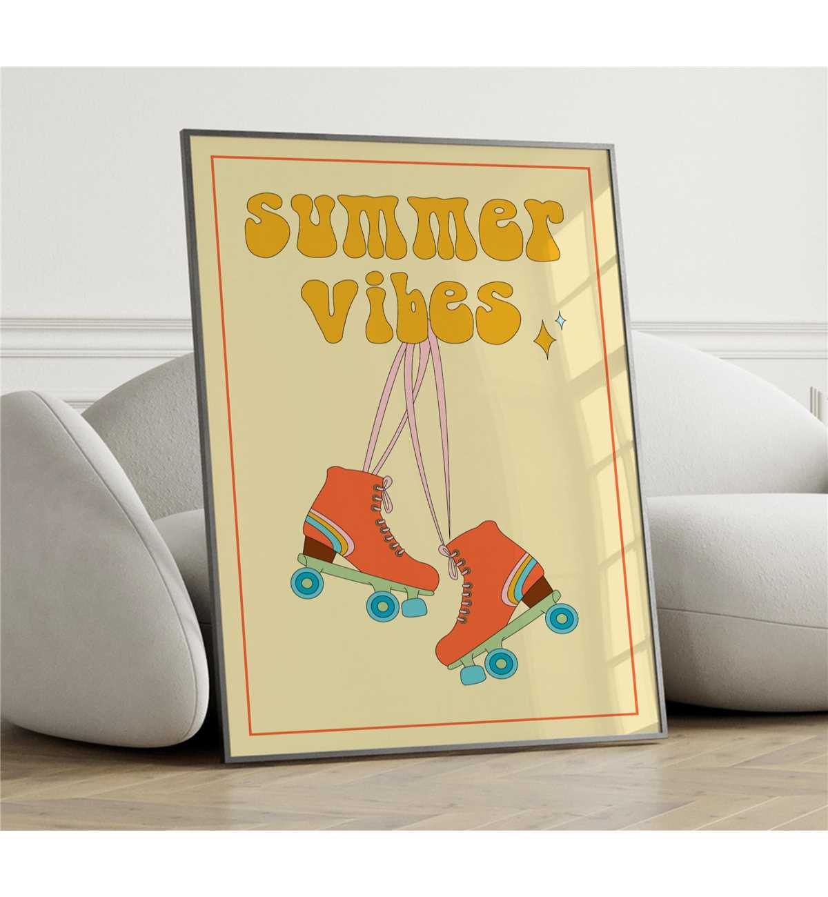 Groovy Hippie 70s Cartoonical Roller Skates Poster | | Inspire Uplift