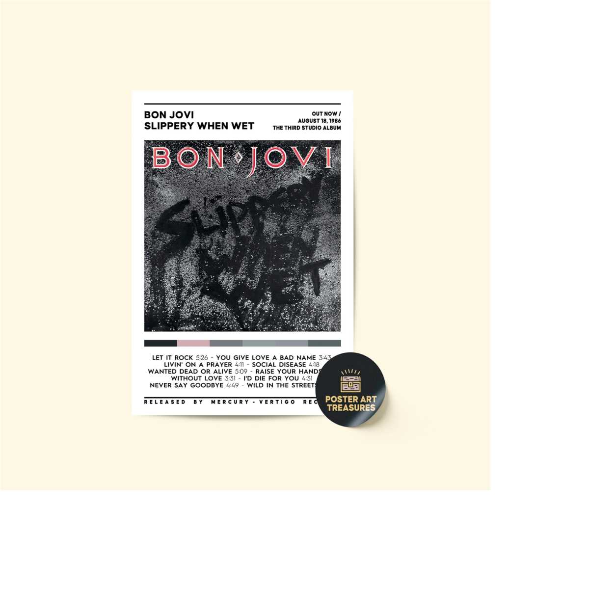 Bon Jovi - Slippery When Wet Album Poster / Album Cover Post | Inspire ...