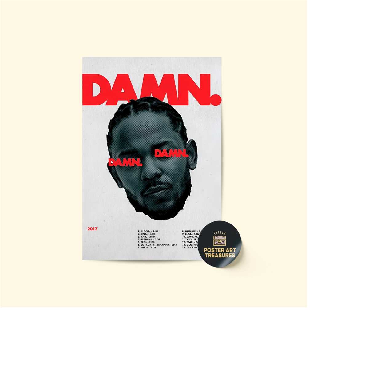 Kendrick Lamar - DAMN. Album Poster / Album Cover Poster / P | Inspire ...